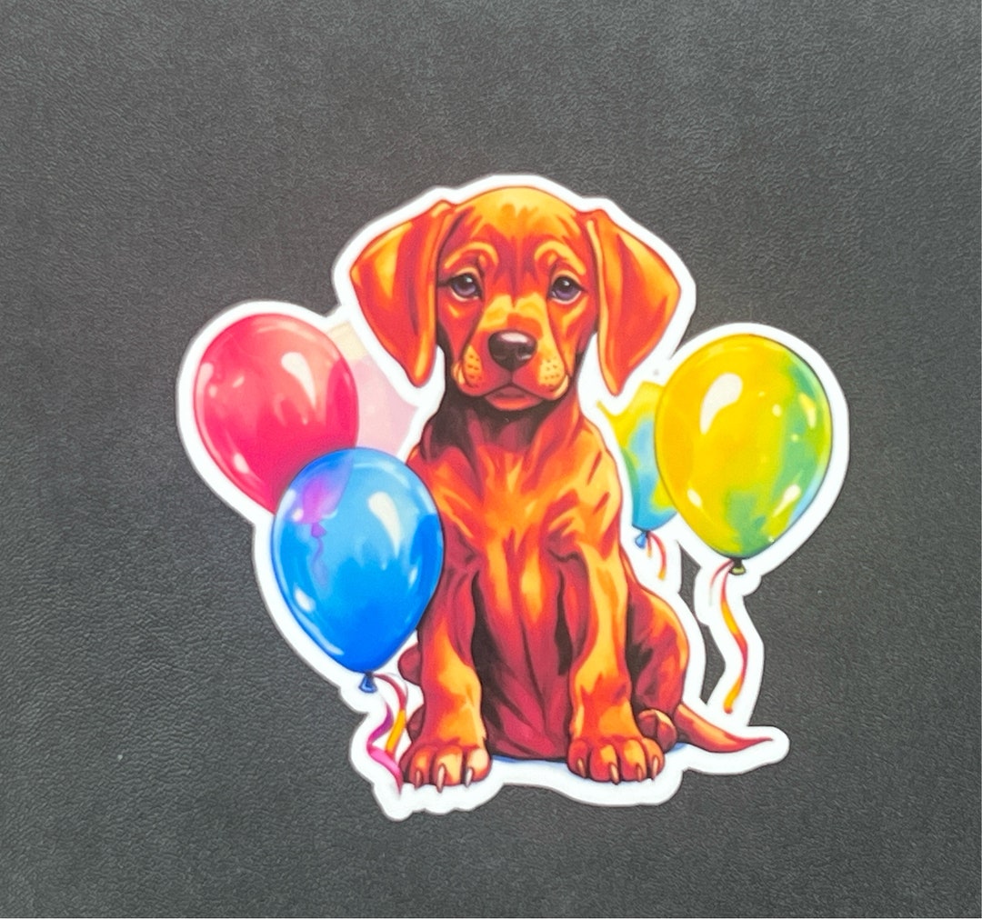 Vizsla With Balloons Waterproof Vinyl Sticker - Etsy