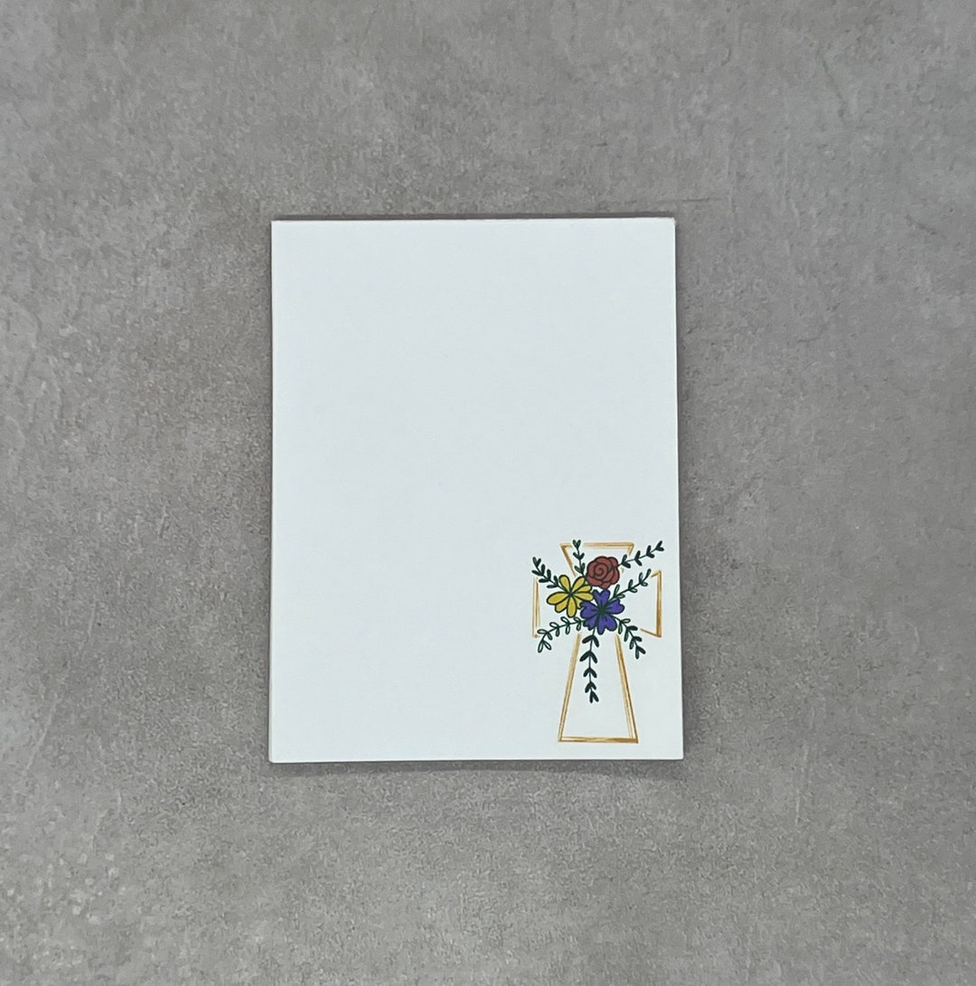 Floral Cross 3 X 4 Notepad or 4x5 You Choose Size and Material - Etsy