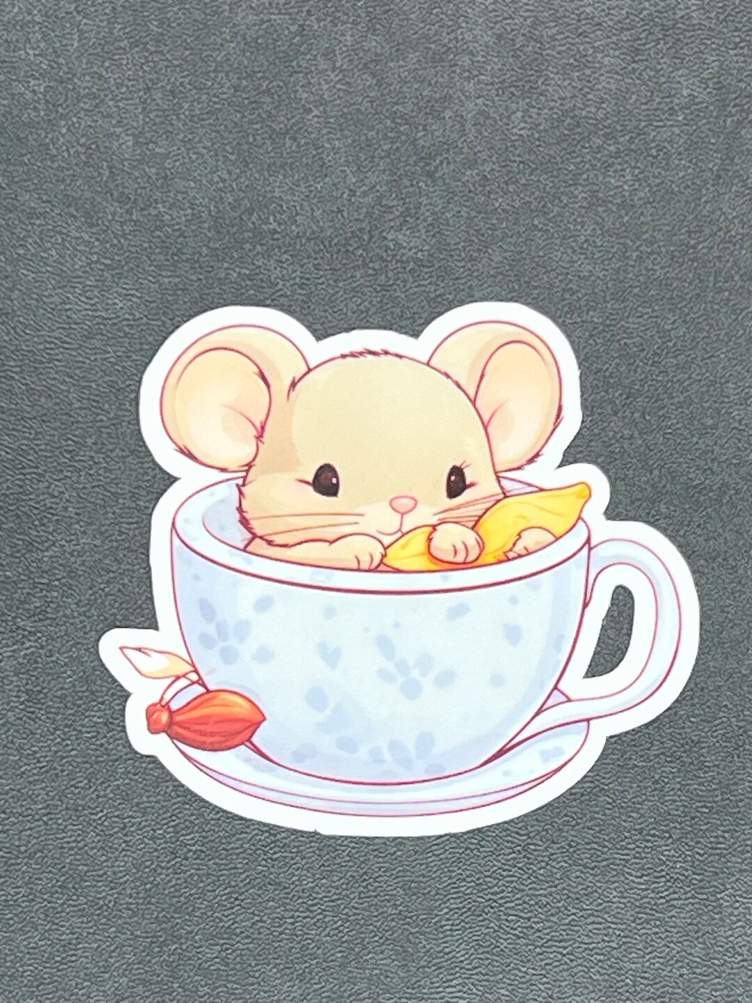 Mouse in Cup Waterproof Vinyl Sticker - Etsy