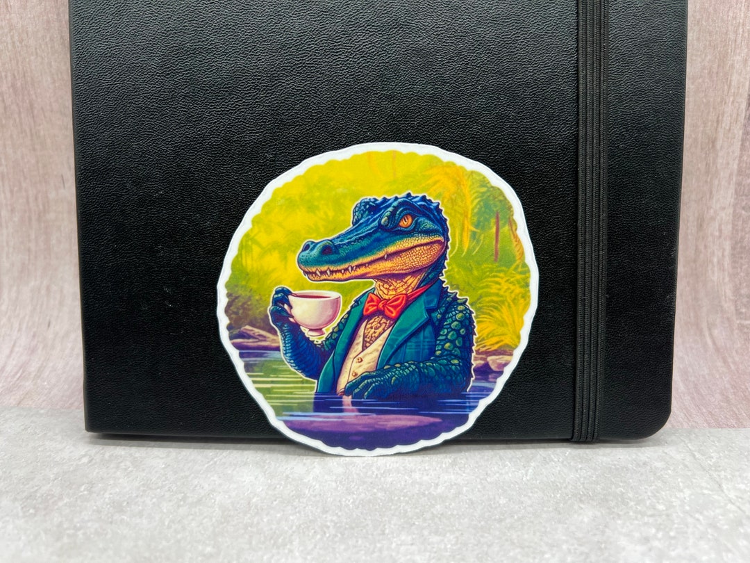 Alligator Enjoying Cup of Tea in Swamp Waterproof Vinyl Sticker - Etsy