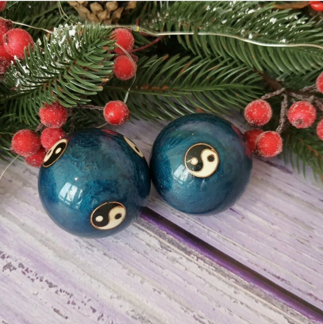 Chinese Iron Balls, Yin and Yang Design Musical Balls, Vintage ...