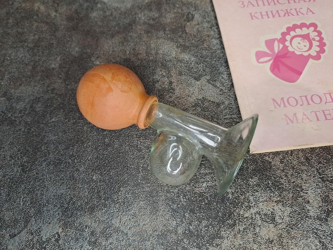 Set of Two Vintage Breast Pump,glass Breast Pump With Rubber Bulb ...