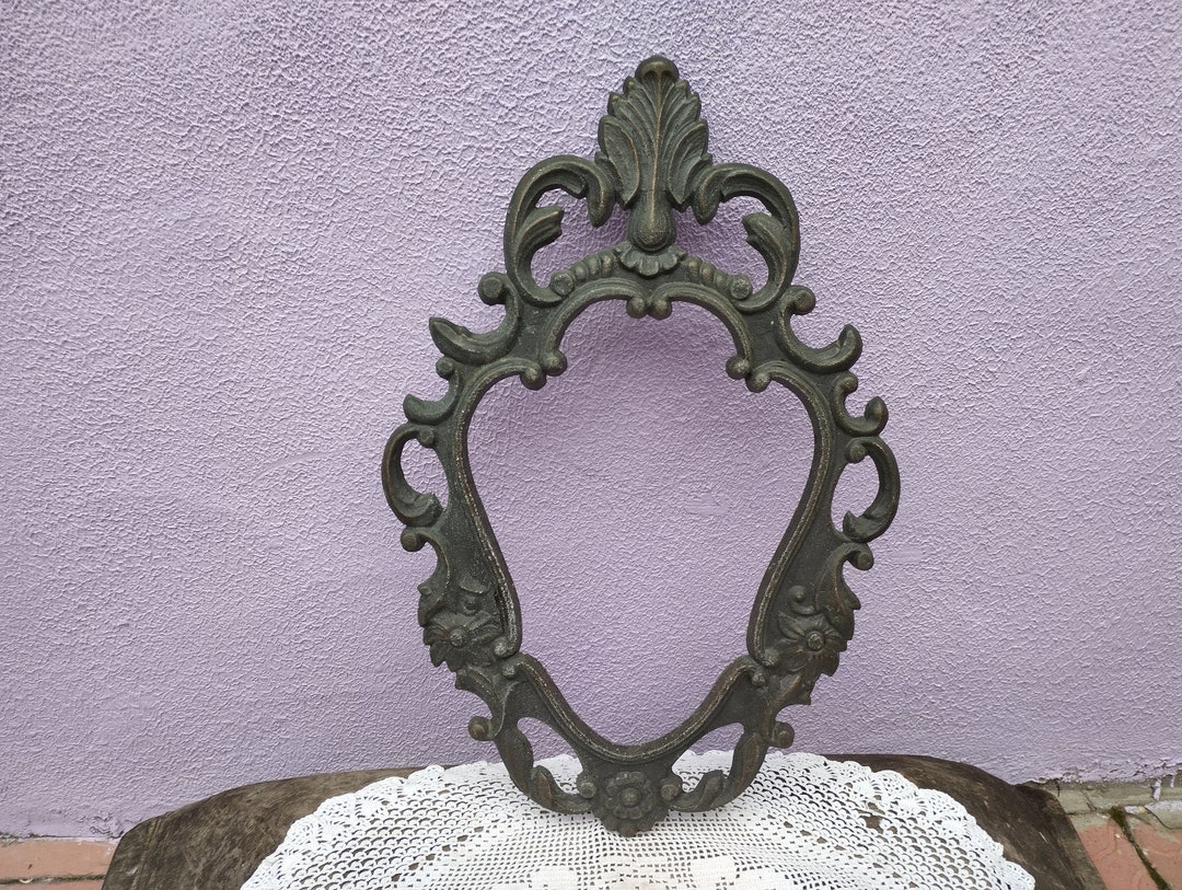 Vintage Metal Mirror Frame Cast Iron Alloy Painting Ornate Frames Home ...