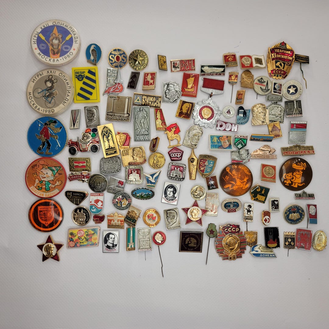 Set of 100 Badges, USSR Badges, Soviet Badges, 70s, Military, Vintage ...