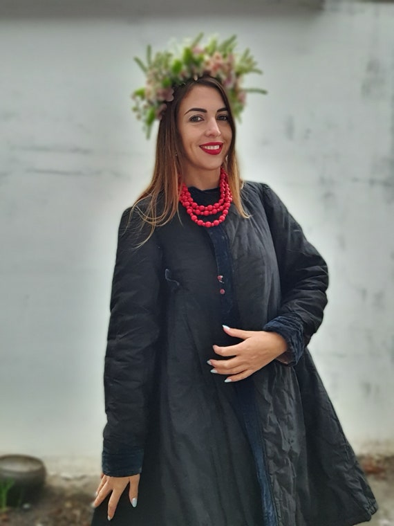 Vintage fall winter coat, woman's rustic coat - Ukrai… - Gem