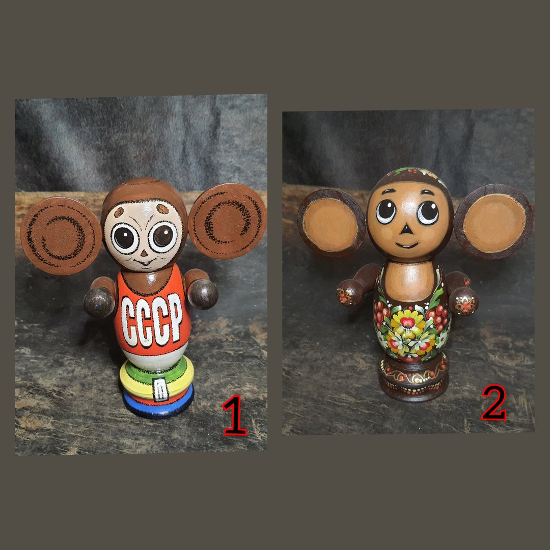 Large Wooden Figure Cheburashka, Handmade, Painting, Gift, Decor ...