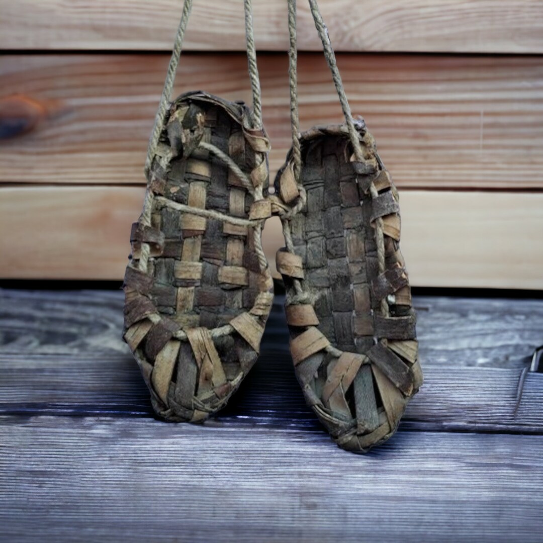 Shoes Old Original Bast Shoes Wicker Slippers Wicker Peasant Bast Shoes ...
