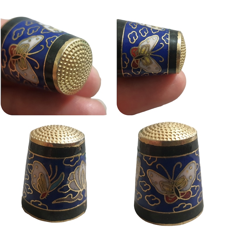 Vintage Cloisonne Floral Thimble Thimbles Vintage Mixed Metal Sewing ...