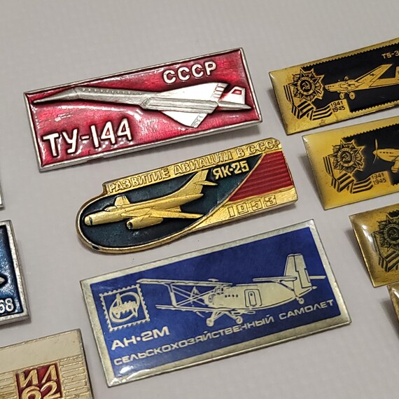 Set of 10 badges, USSR badges, Soviet badges, aviatio… - Gem