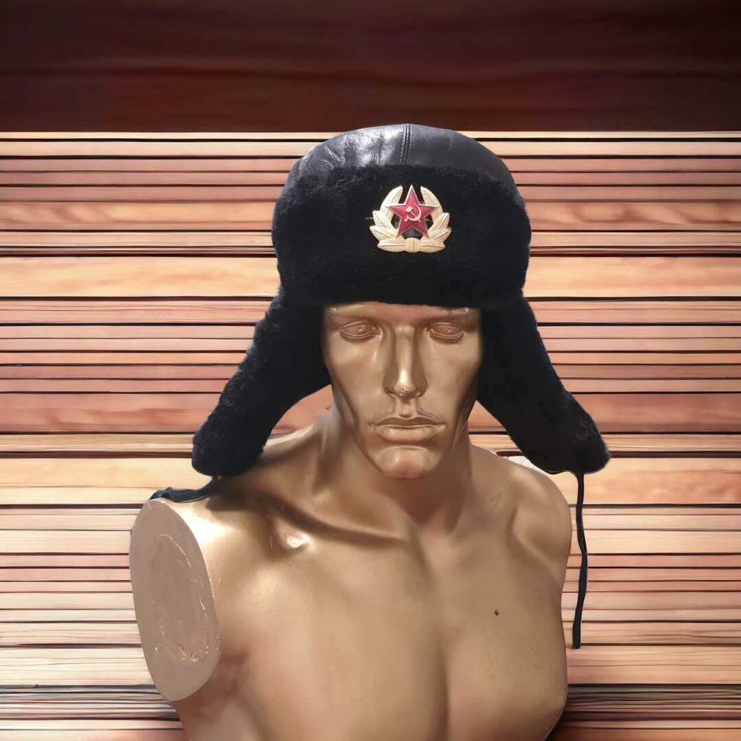 Vintage Winter Faux Fur Hat Soviet Army Design Ushanka Hat - Etsy