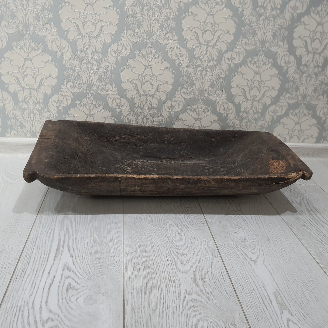 Vintage Hand Carved Wooden Trough. Old Primitive Farmhouse Bread Box ...