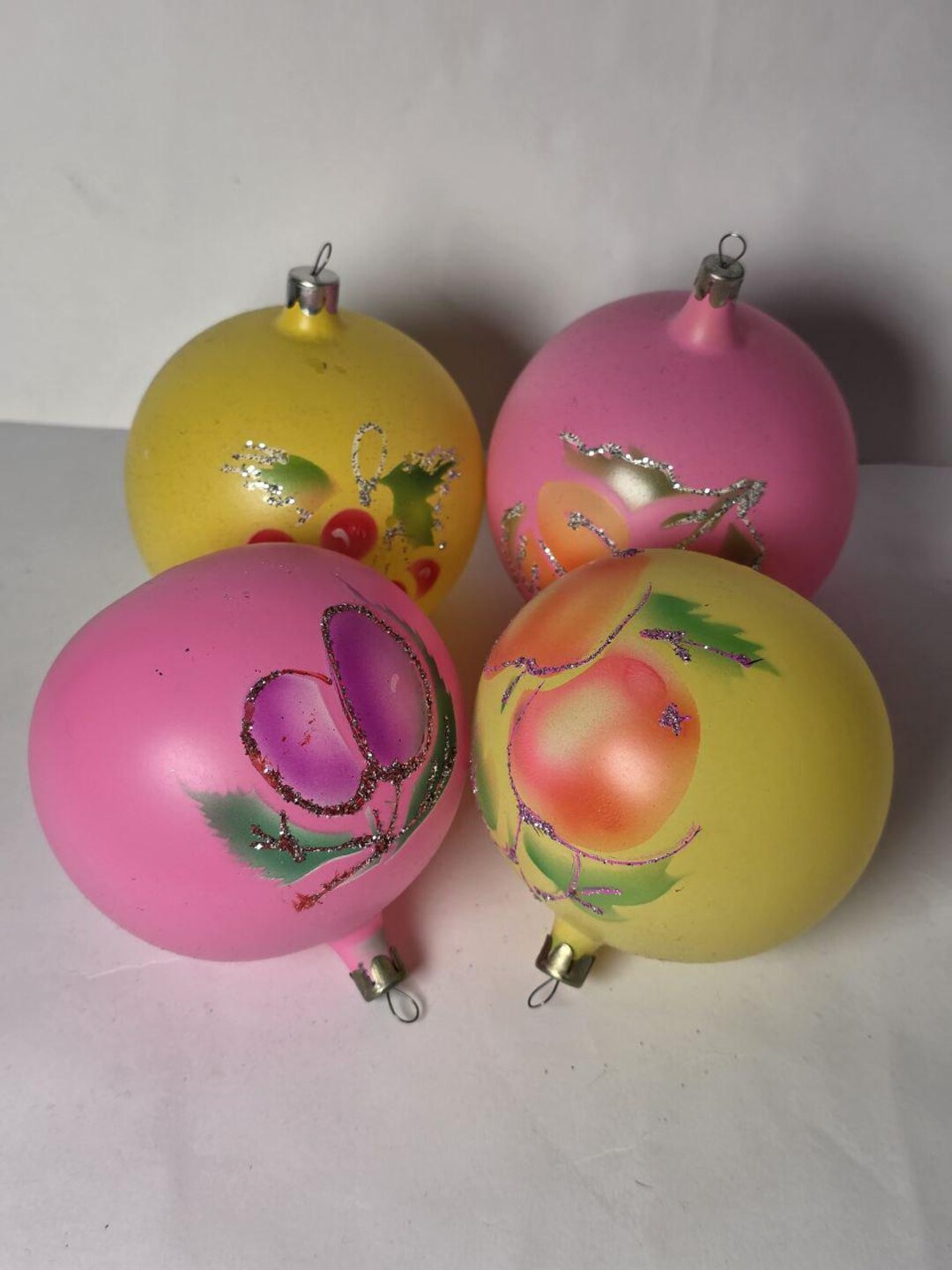 Set of 4 Balls, Ornament, Glass Ball, Vintage, New Year, Christmas - Etsy