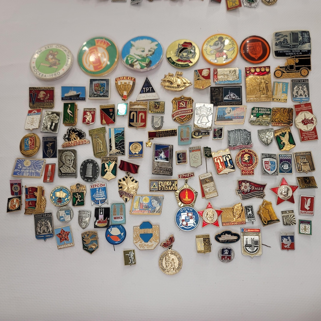 Set of 100 Badges, USSR Badges, Soviet Badges, 70s, Military, Vintage ...