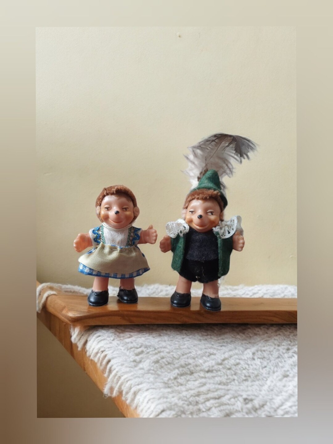 Set of Two, Pair, Vintage Hedgehog Dollhouse Doll, Celluloid Hard ...