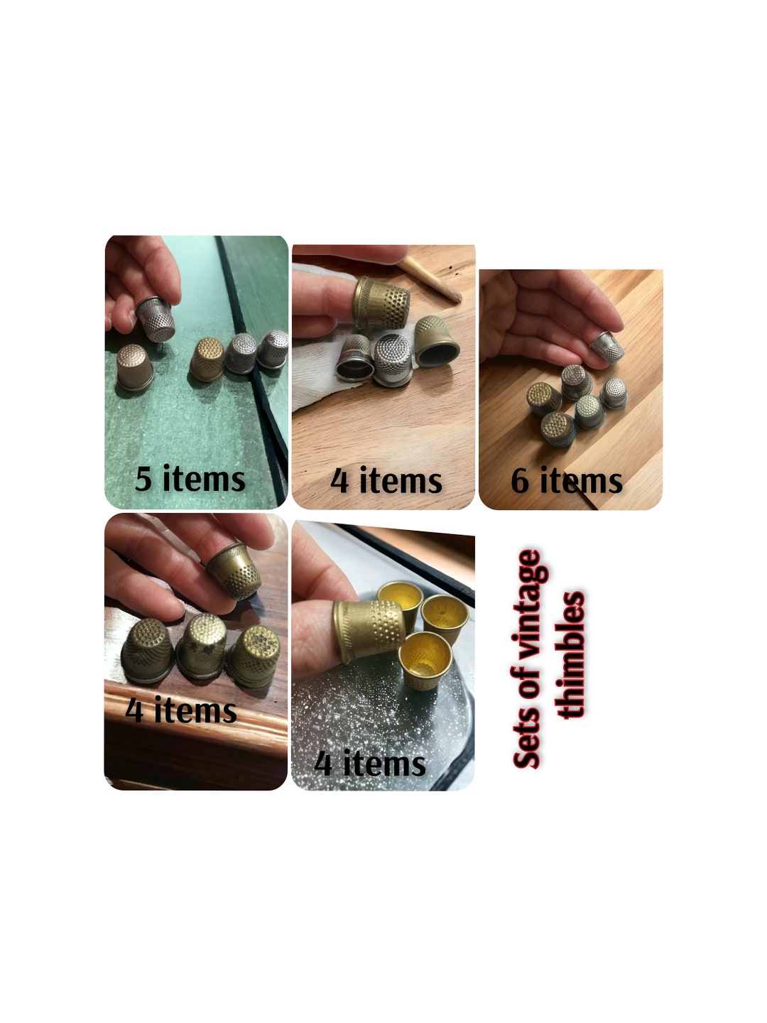Thimbles Vintage Mixed Metal Sewing Thimbles Souvenir Thimbles Quilting ...