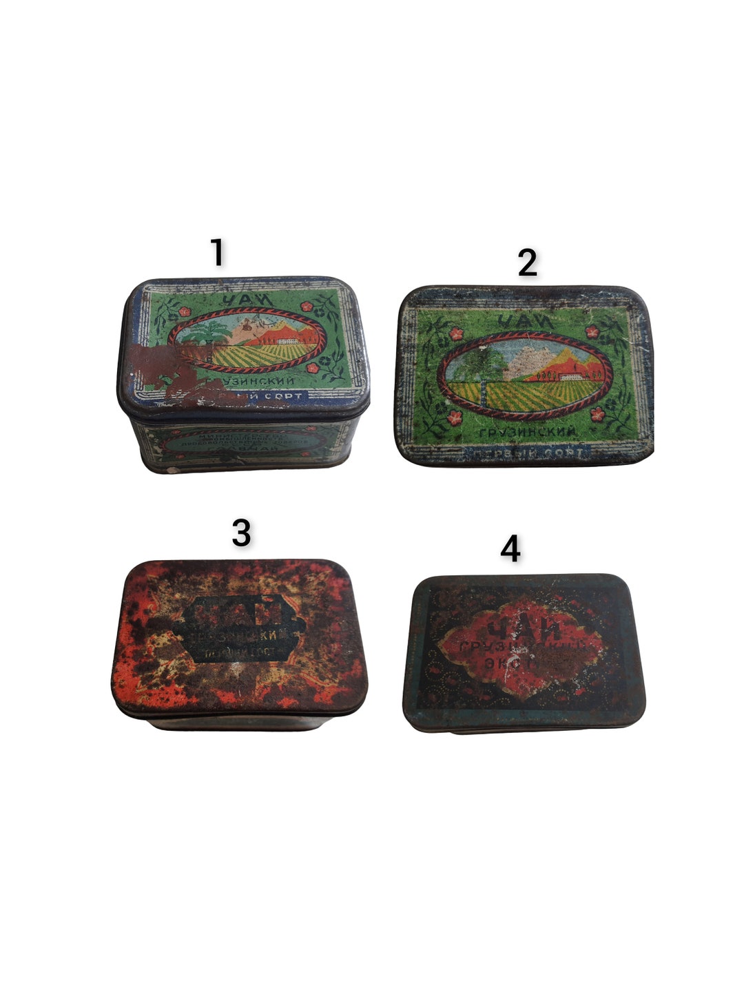 Tin Tea Box, Vintage Georgian Tea Tin Box, Tin Food Container, Ancient ...