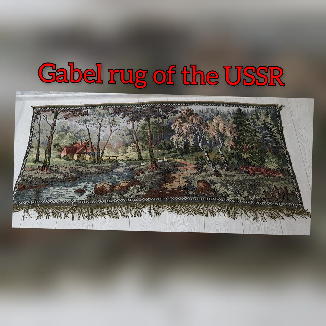 Gabel Rug, USSR, Painting, Wall Decor, Vintage, Gift, Nature, Forest ...