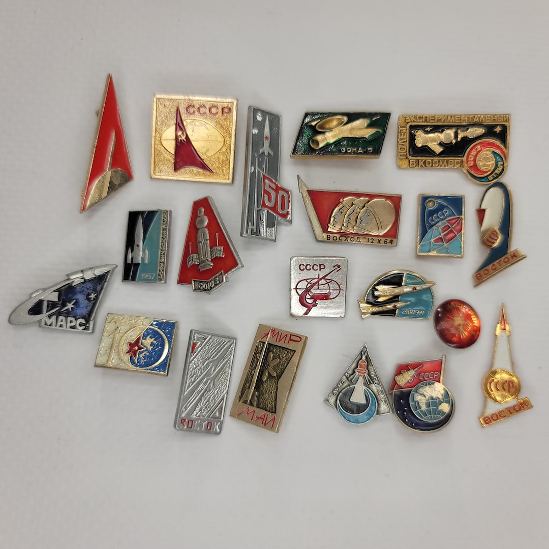 Set of 20 Badges, Astronautics, Space Icons, USSR Badges, Soviet Badges ...