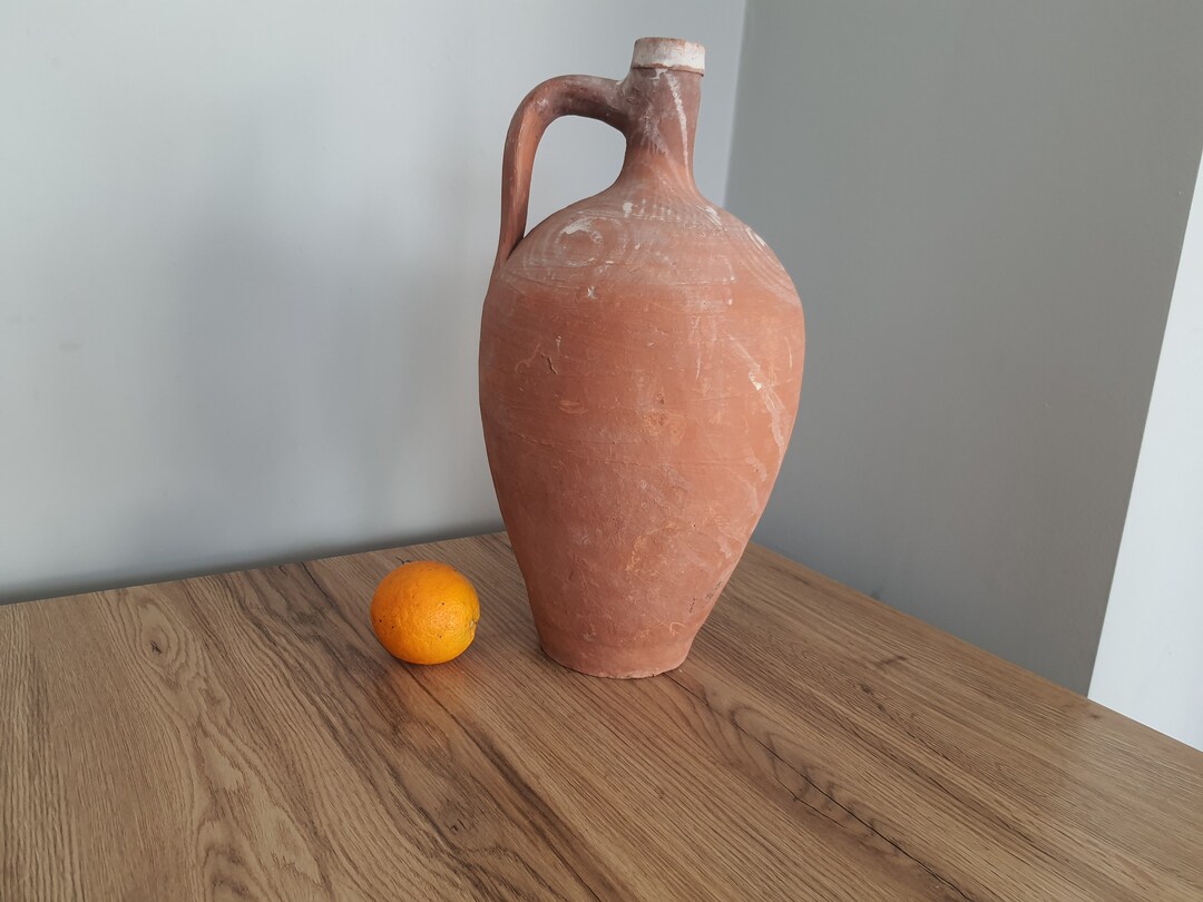 Vintage Decor Old Clay Jug, Rust Clay Pot, Wabi Sabi Pot, Rustic Decor ...