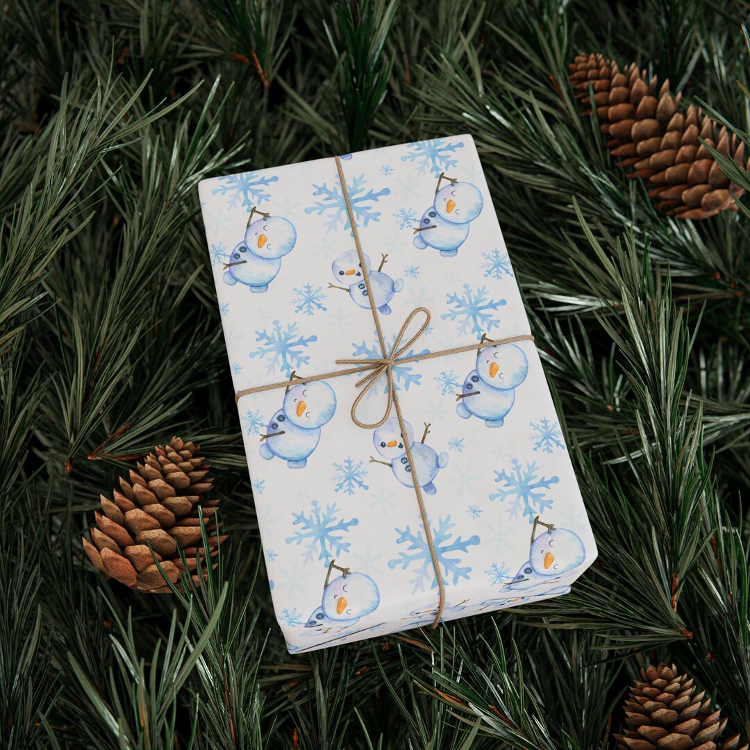 Snowman Christmas Wrapping Paper | Winter Holiday Gift Wrap - Etsy