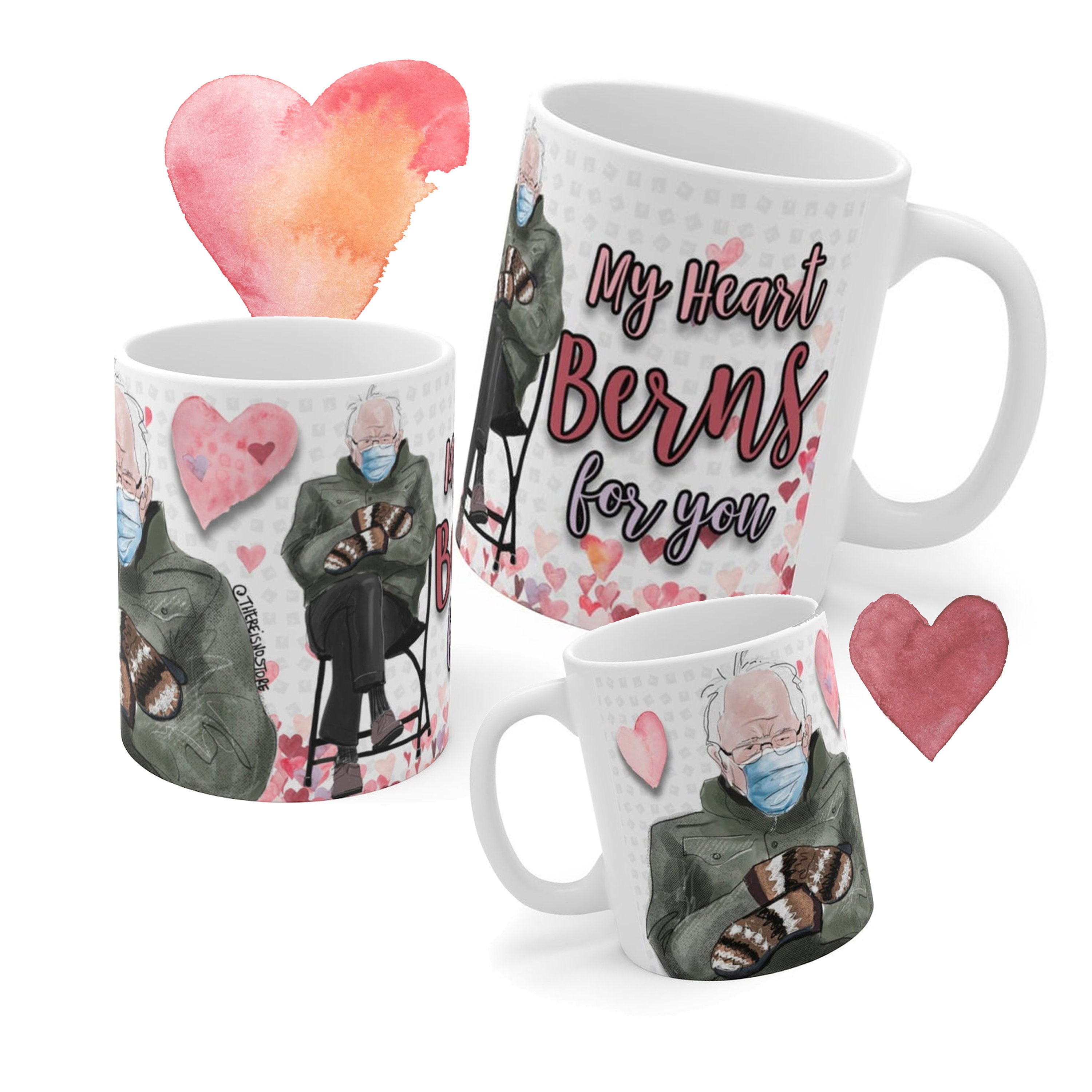 My Heart Berns For You Bernie Sanders Ceramic Coffee Mug Gift For Dad ...