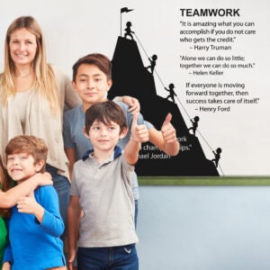 Teamwork Climbs Mountains - Inspirational Vinyl Wall Decal - School ...