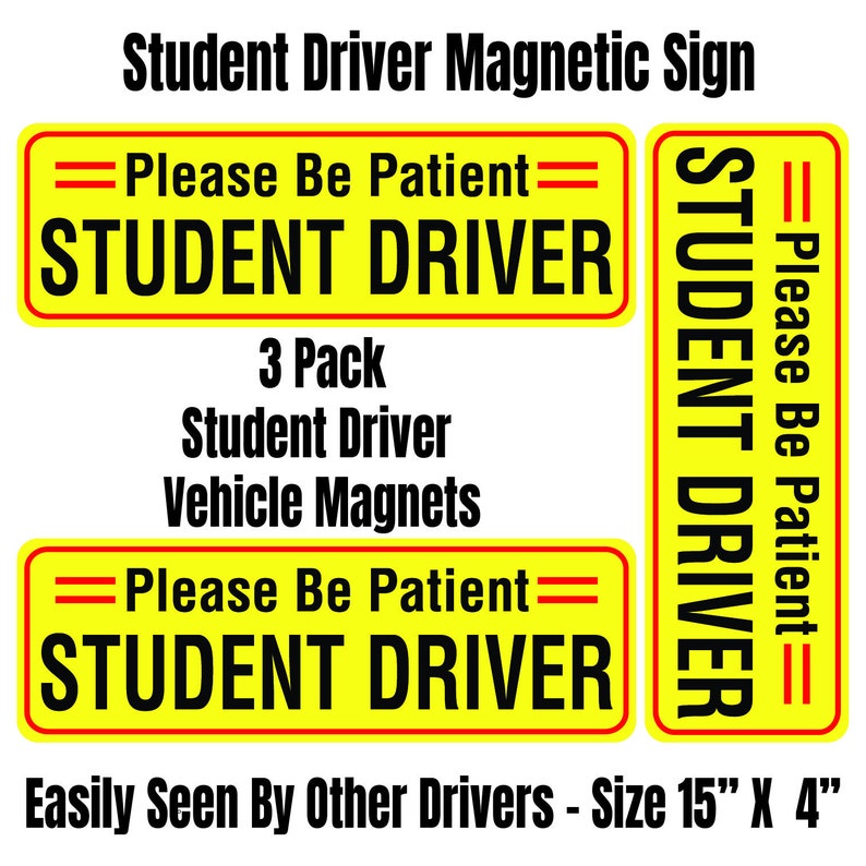 3 Pack - Student Driver Please Be Patient - Car Truck SUV Magnets - Etsy