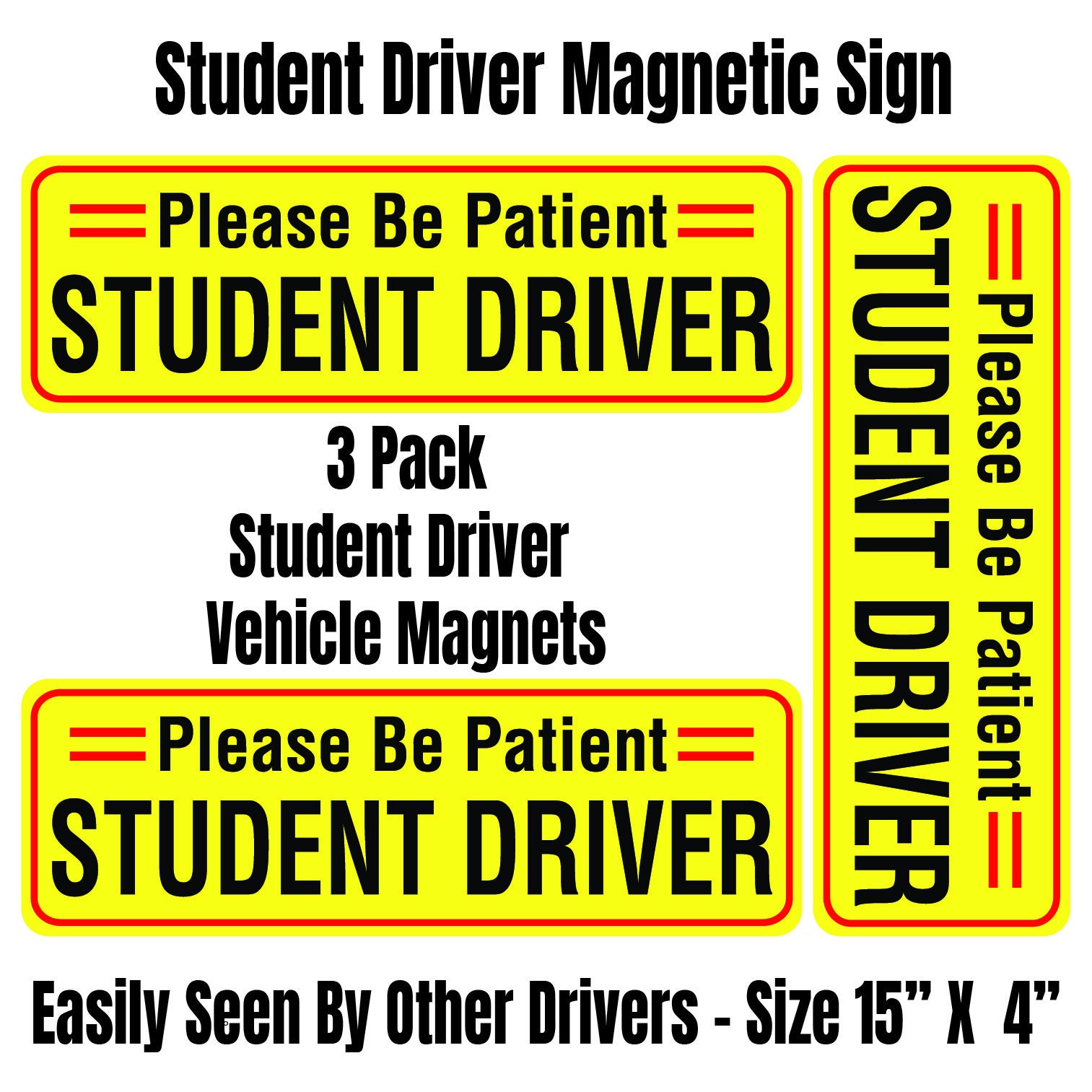 3 Pack - Student Driver Please Be Patient - Car Truck SUV Magnets - Etsy