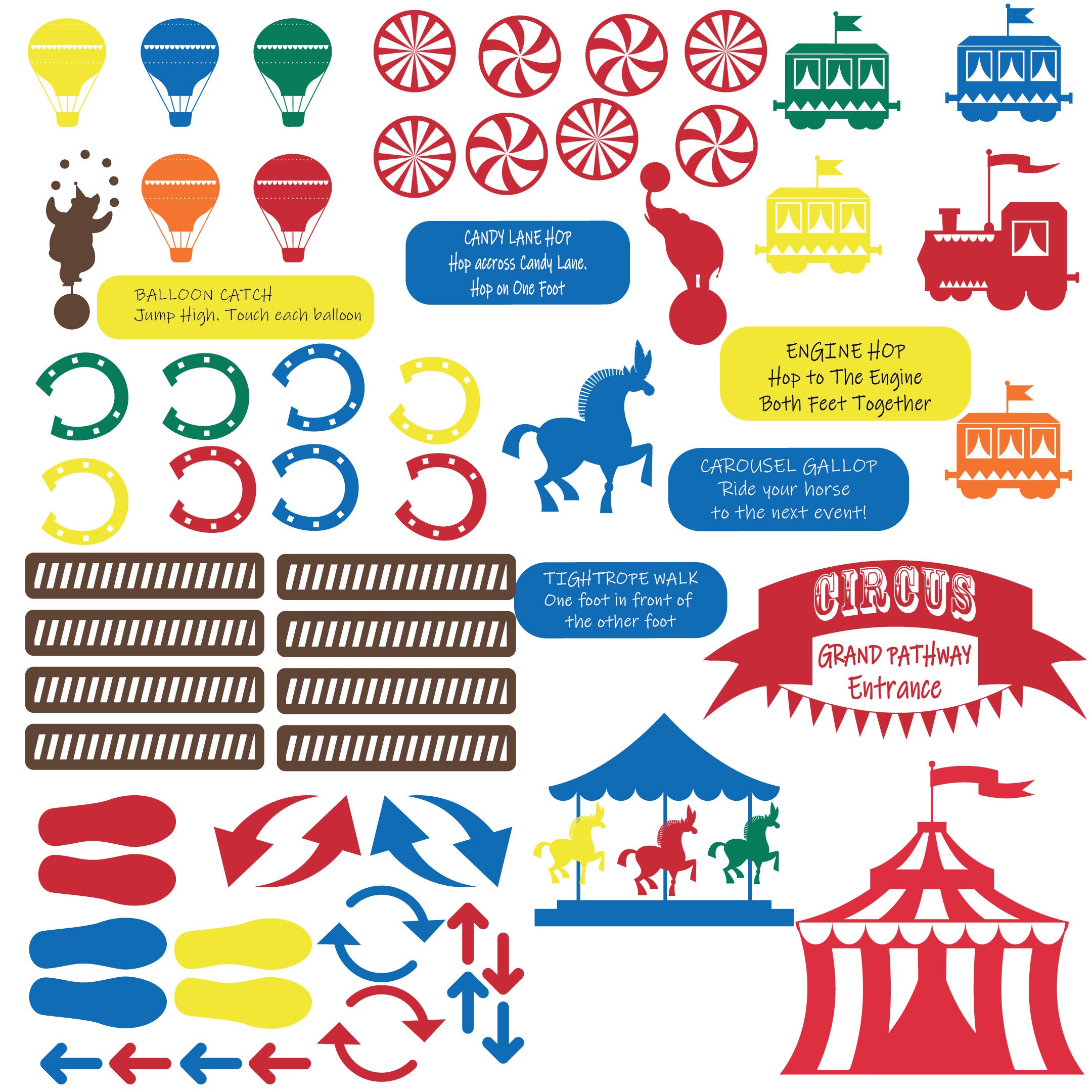 Deluxe Circus Themed Classroom Sensory Path Kit – 68 Premium Vinyl ...