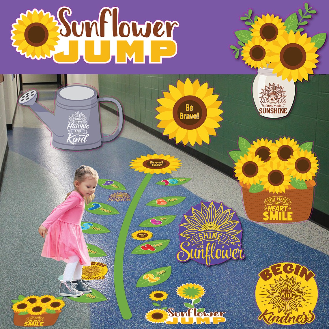 Sunflower Jump Sensory Pathway - School Hallways and Classrooms - 30 ...