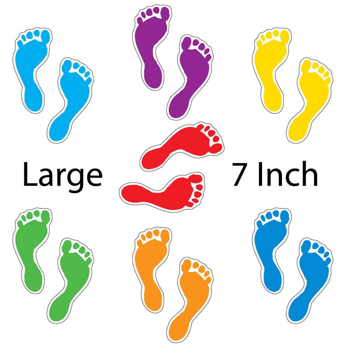 14 Pair - Multi Color Footprints, for Walls and Floors Waterproof ...
