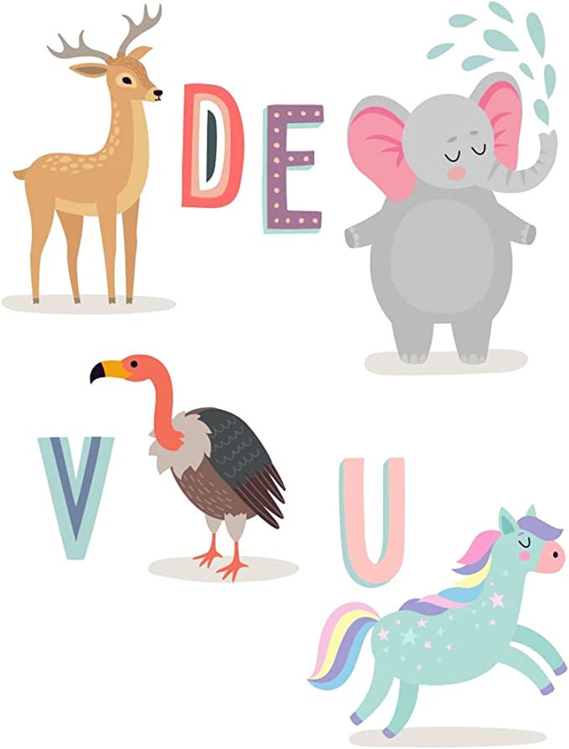 Alphabet and Animals - 52 Large 4 Inch Decals – Classroom Sensory ...