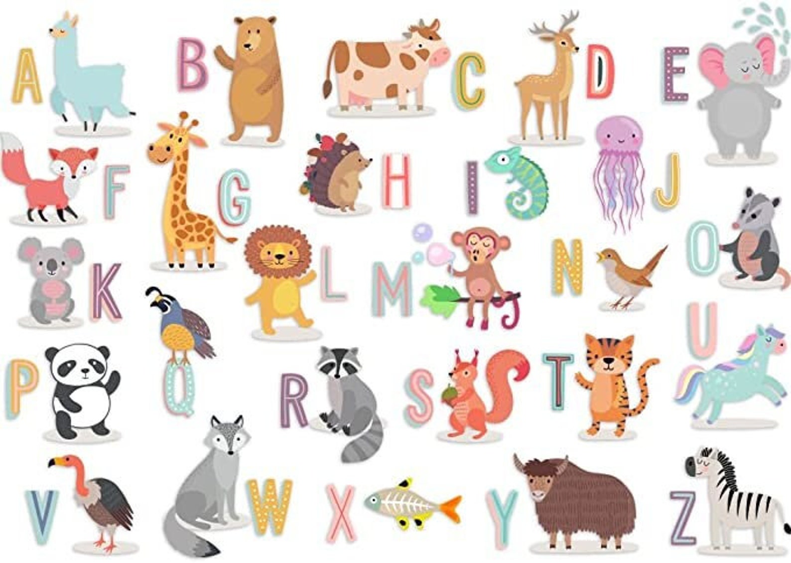 Alphabet and Animals - 52 Large 4 Inch Decals – Classroom Sensory ...
