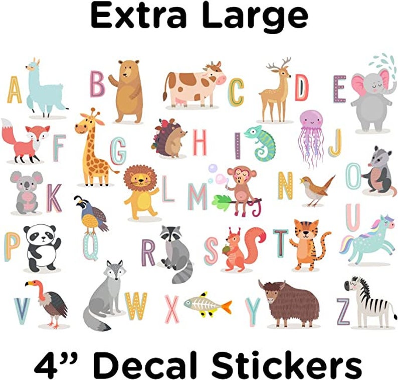 Alphabet and Animals - 52 Large 4 Inch Decals – Classroom Sensory ...