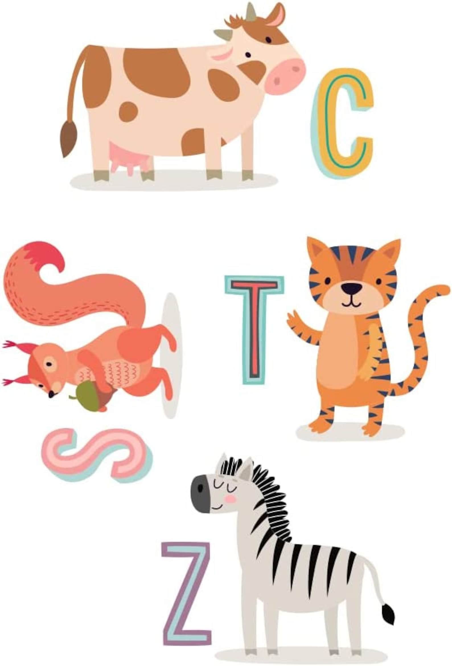 Alphabet and Animals - 52 Large 4 Inch Decals – Classroom Sensory ...