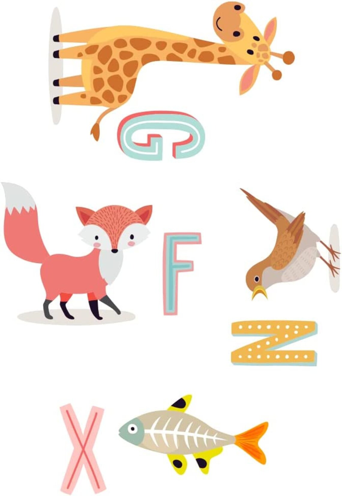 Alphabet and Animals - 52 Large 4 Inch Decals – Classroom Sensory ...