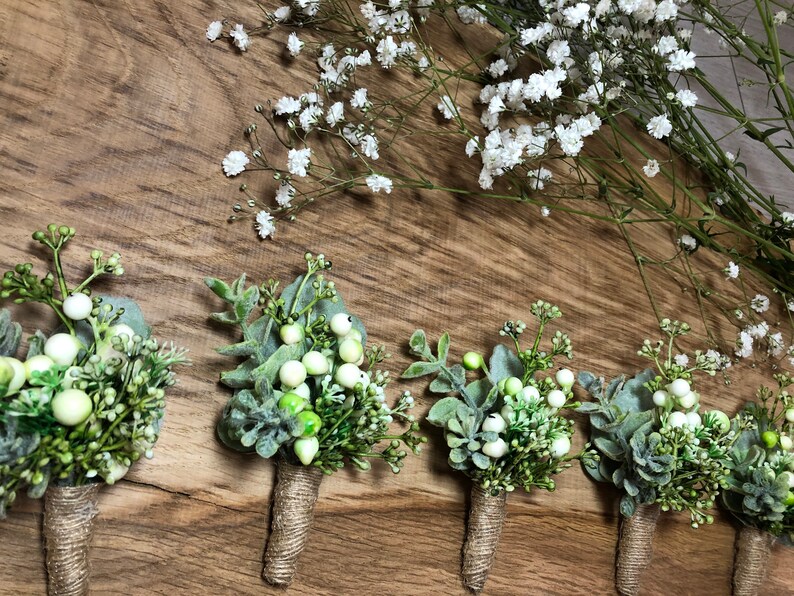 Greenery Buttonhole Groom Groomsmen Corsage Boho Mariage - Etsy France