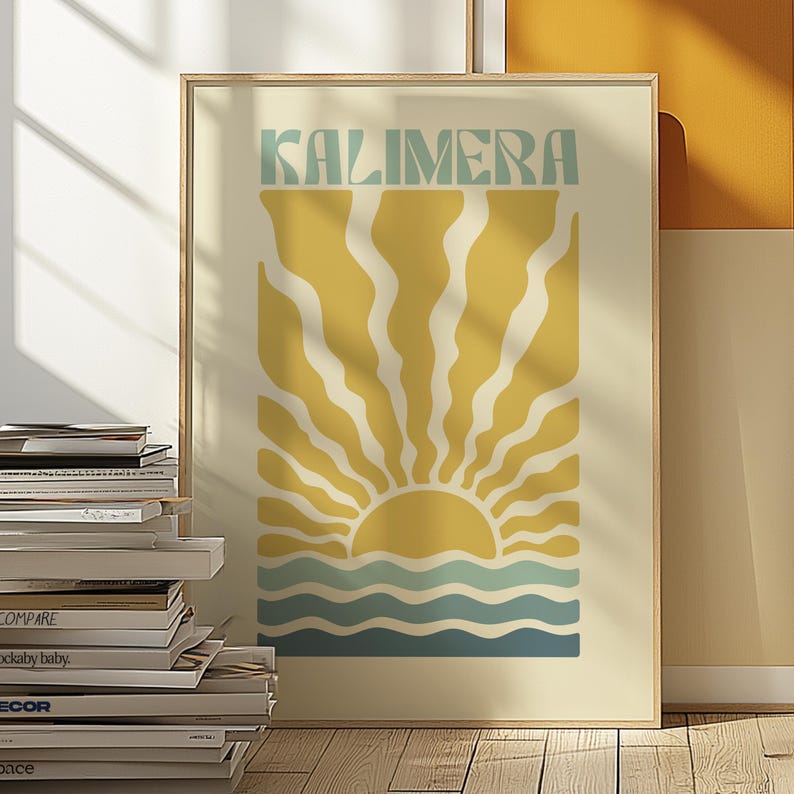 Kalimera Greek Retro A4 A3 Wall Art Print Poster Housewarming Gift - Etsy
