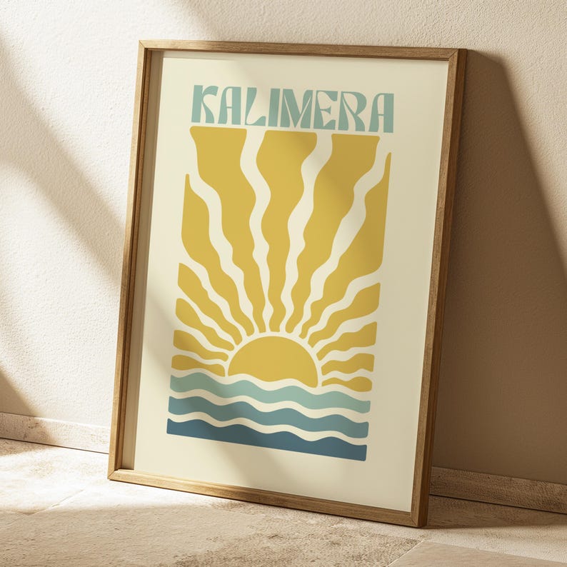 Kalimera Greek Retro A4 A3 Wall Art Print Poster Housewarming Gift - Etsy