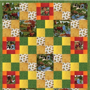 Country Farmland Lap Quilt Kit, Includes Binding and Backing, Rare ...