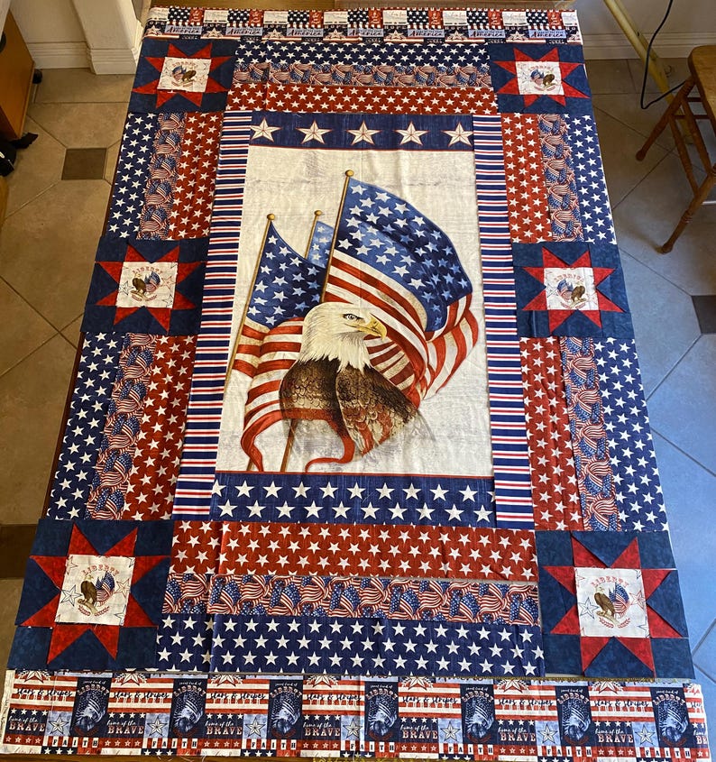 Live Free Patriotic Eagle Americana Quilt Kit, Quilt of Valor - Etsy