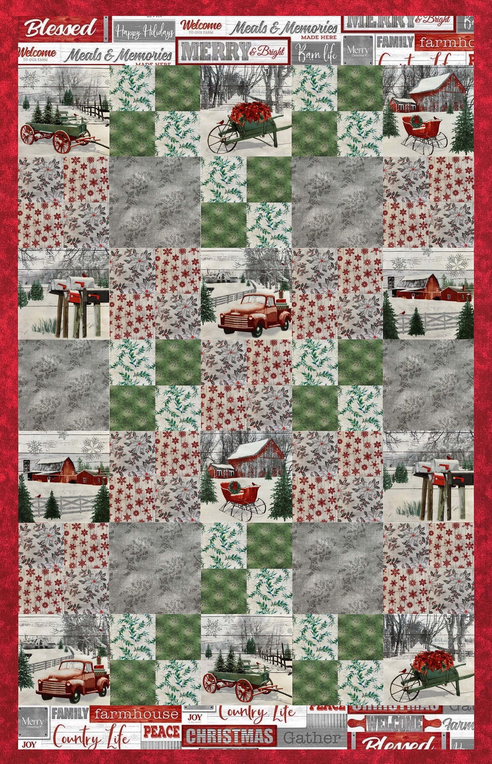 Holiday Homestead Lap Quilt Kit, Includes Binding and Backing With ...