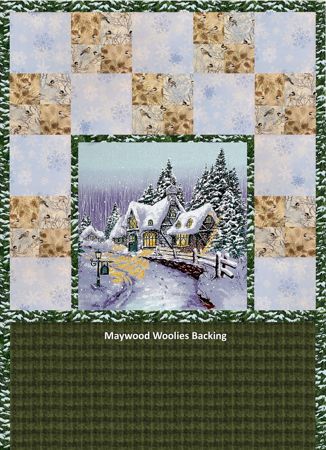 Snowy Cottage Lap Quilt Kit, Includes Binding and Backing - Etsy