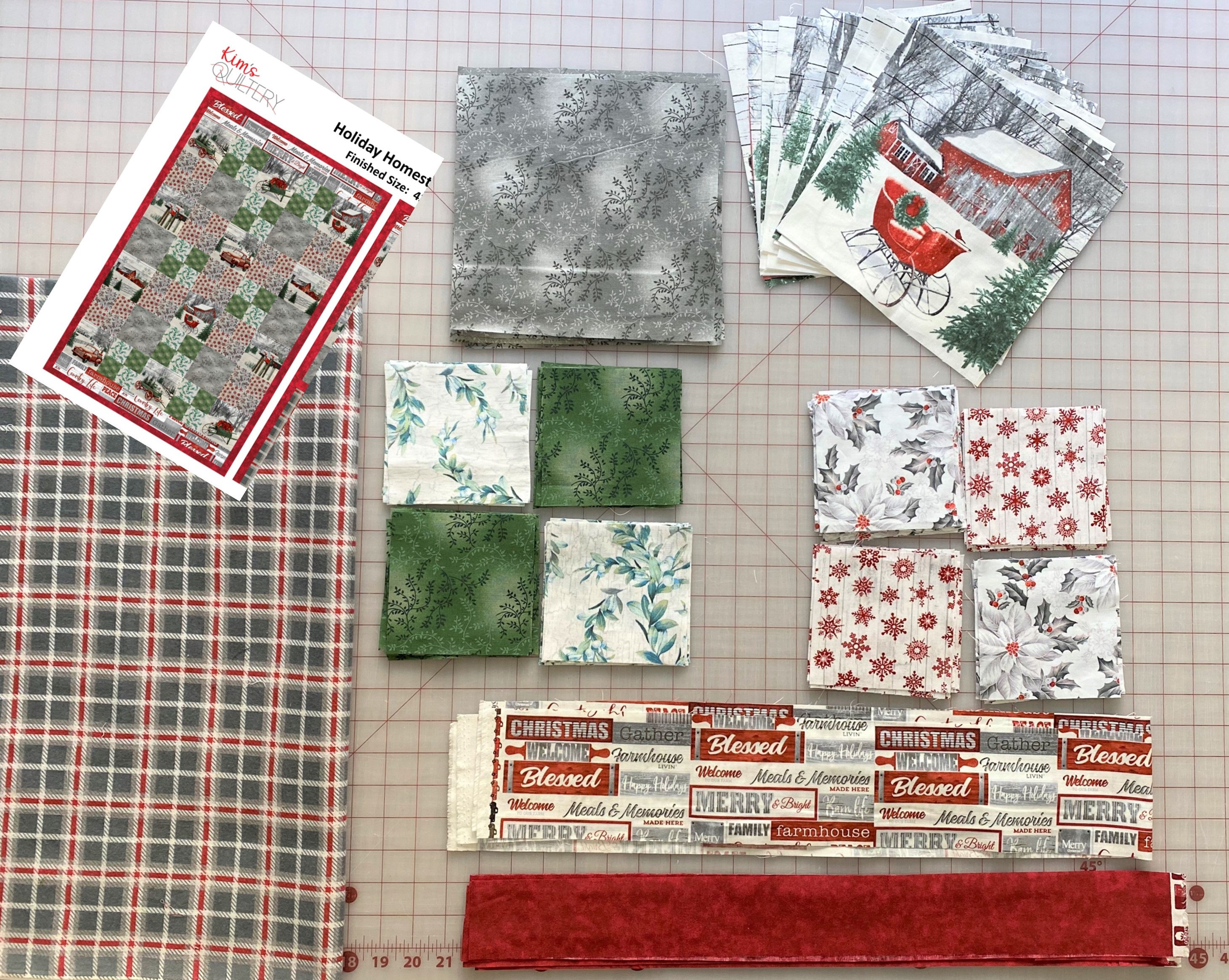 Holiday Homestead Lap Quilt Kit, Includes Binding and Backing With ...