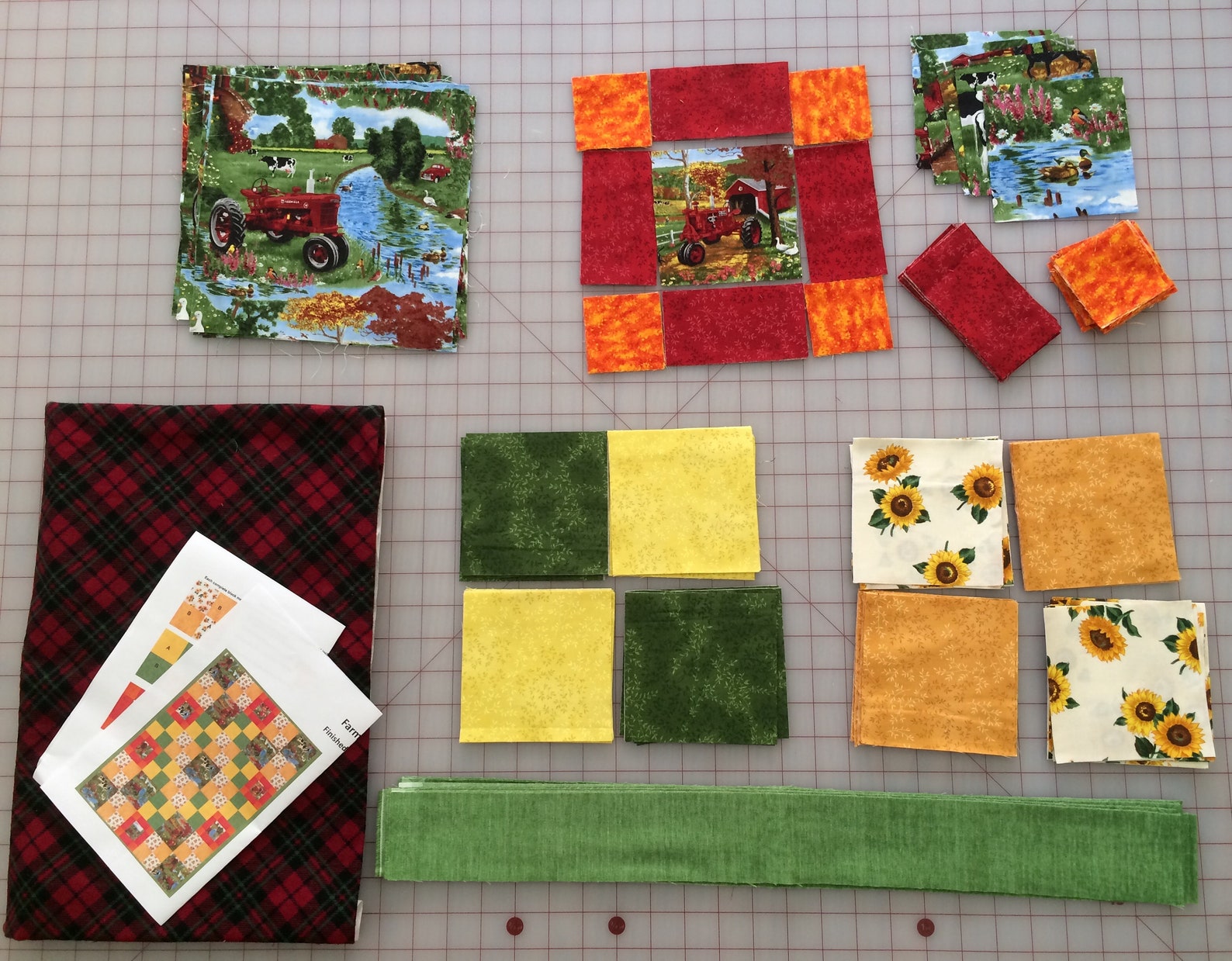 Country Farmland Lap Quilt Kit, Includes Binding and Backing, Rare ...