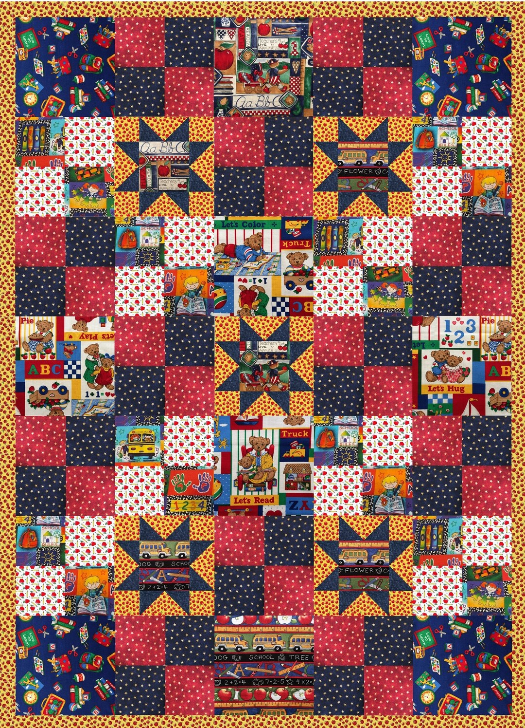 Back to School Lap Quilt Kit, Includes Binding and Backing (rare ...