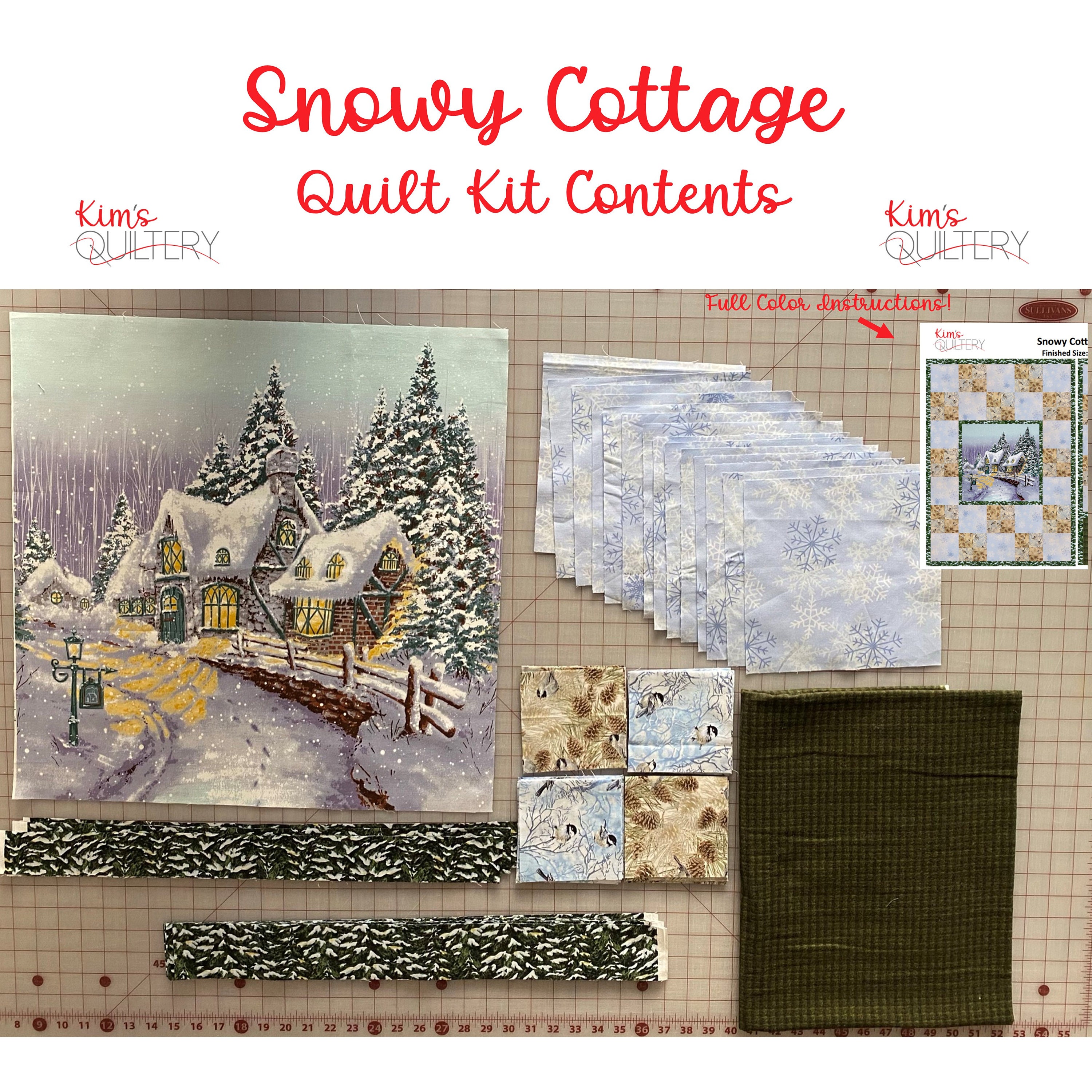 Snowy Cottage Lap Quilt Kit, Includes Binding and Backing - Etsy
