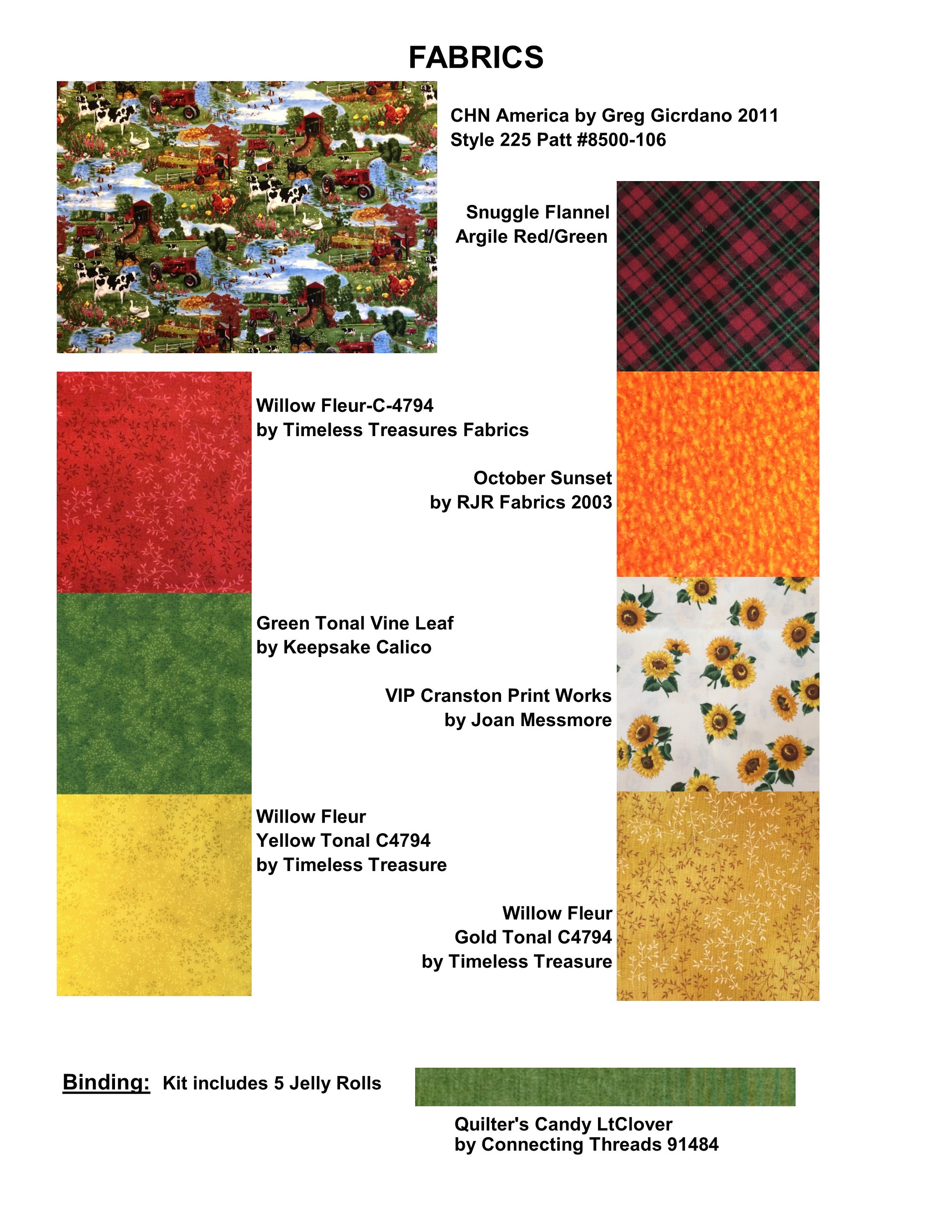 Country Farmland Lap Quilt Kit, Includes Binding and Backing, Rare ...