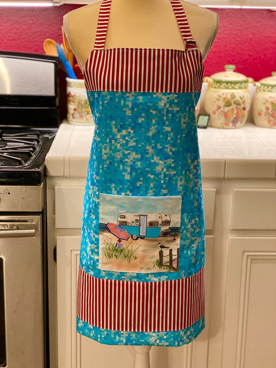 Retro Camping Glamping Apron With Pocket - Etsy