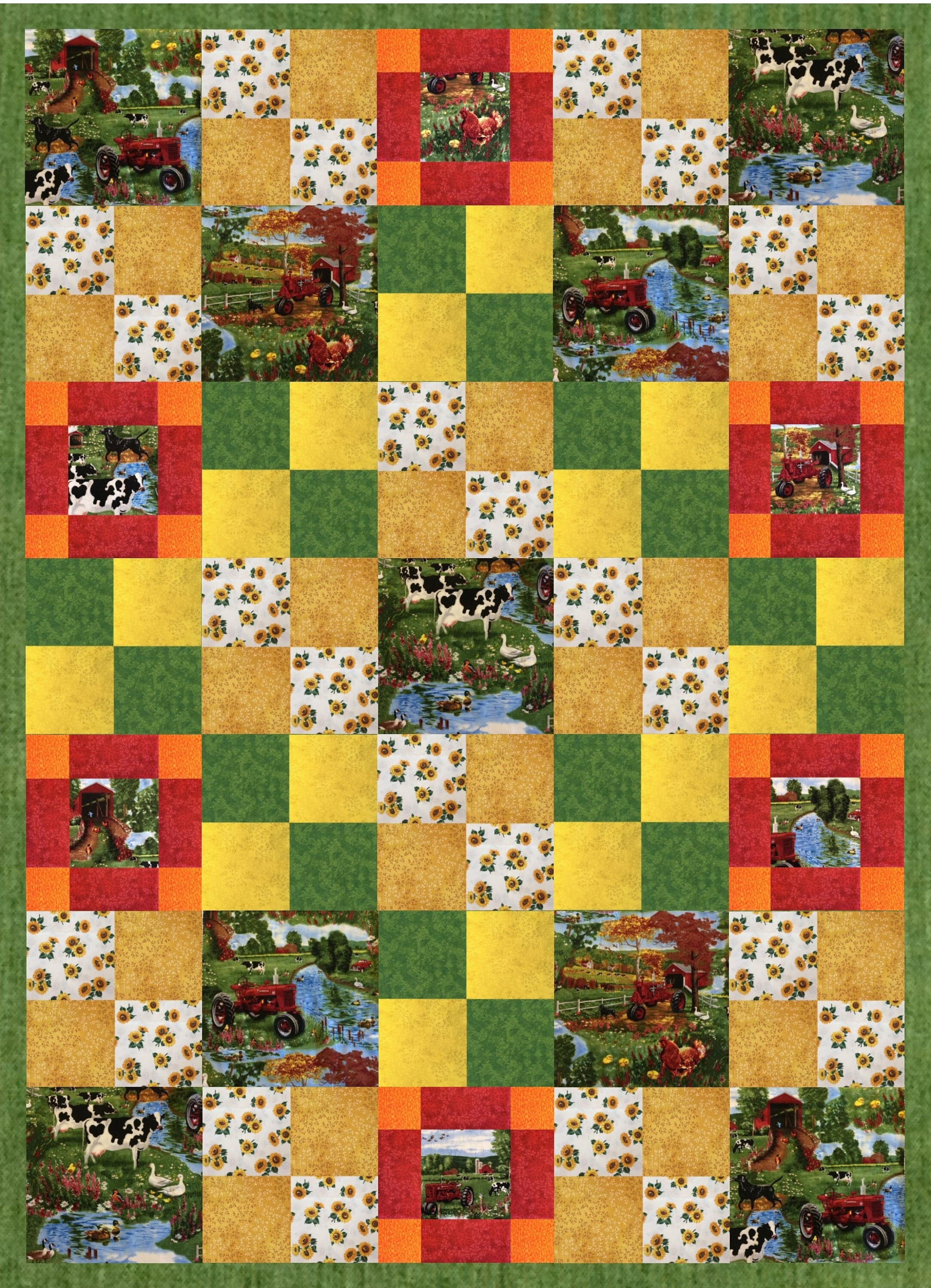 Country Farmland Lap Quilt Kit, Includes Binding and Backing, Rare ...
